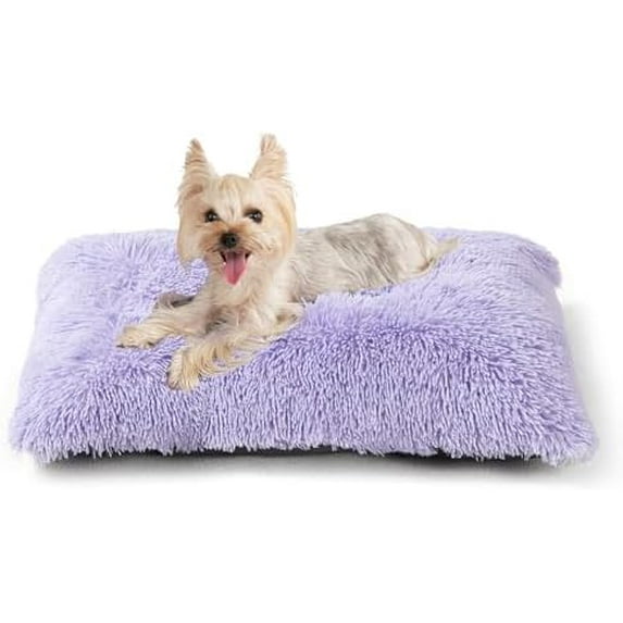 Fluffy Dog Crate Bed for Small Dogs, Plush Faux Fur Crate Pad, Calming ...