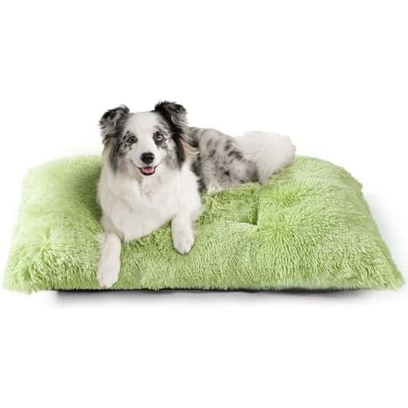 Fluffy Dog Crate Bed for Large Dogs, Plush Faux Fur Crate Pad, Calming ...