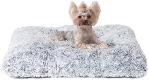 Fluffy Dog Crate Bed for Small Dogs, Plush Faux Fur Crate Pad, Calming ...