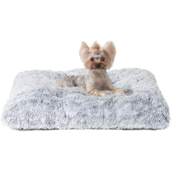 Fluffy Dog Crate Bed for Small Dogs, Plush Faux Fur Crate Pad, Calming ...