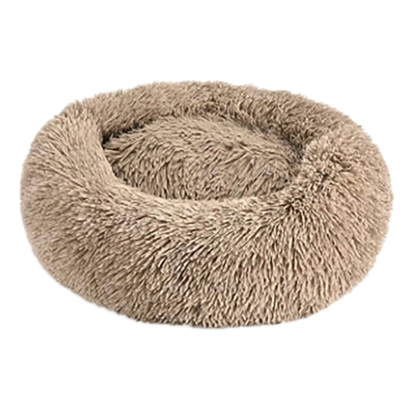 Fluffy Donut Dog & Cat Bed - Soft Plush Round Pet Bed for Small/Medium Animals, Waterproof ...