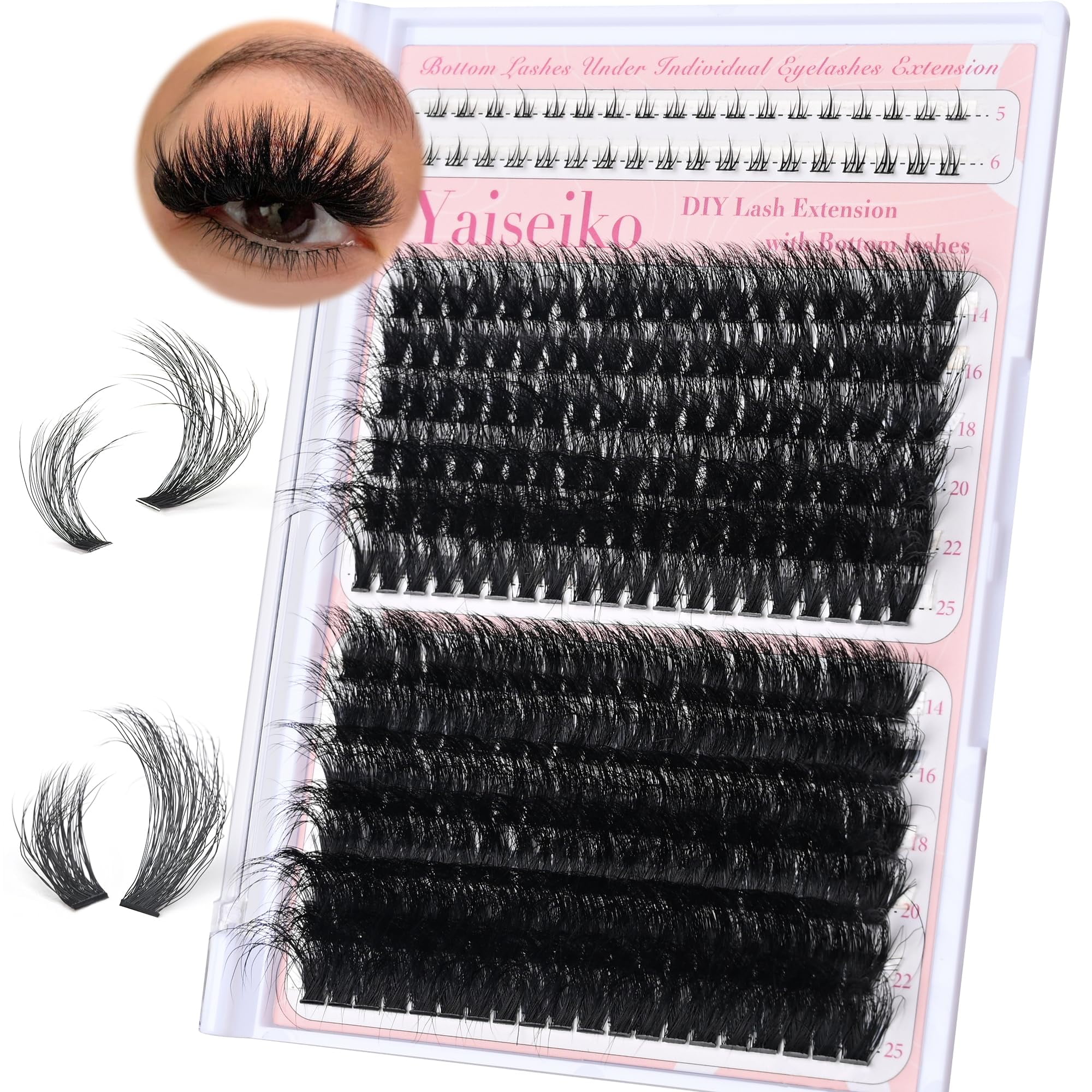 Fluffy Eyelash Clusters with AIF9 Bottom Lashes 14-25mm Lash Clusters Eyelash Extensions 100D ...