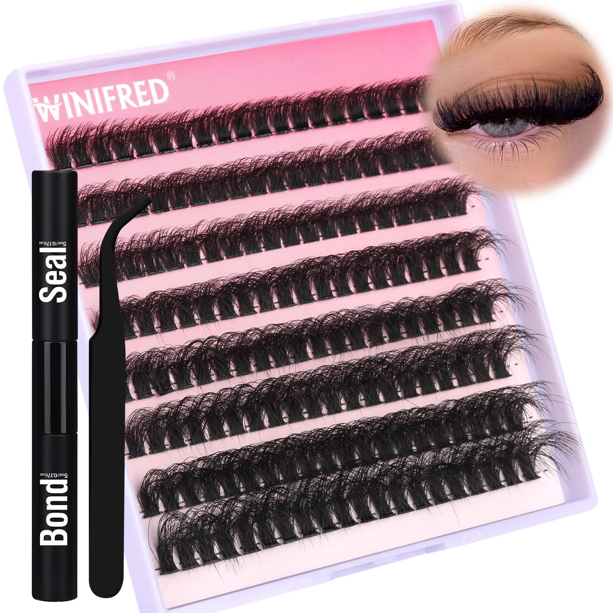 Fluffy Eyelash Extension Kit Thick Cluster Lashes Mink 18MM CC Curl ...