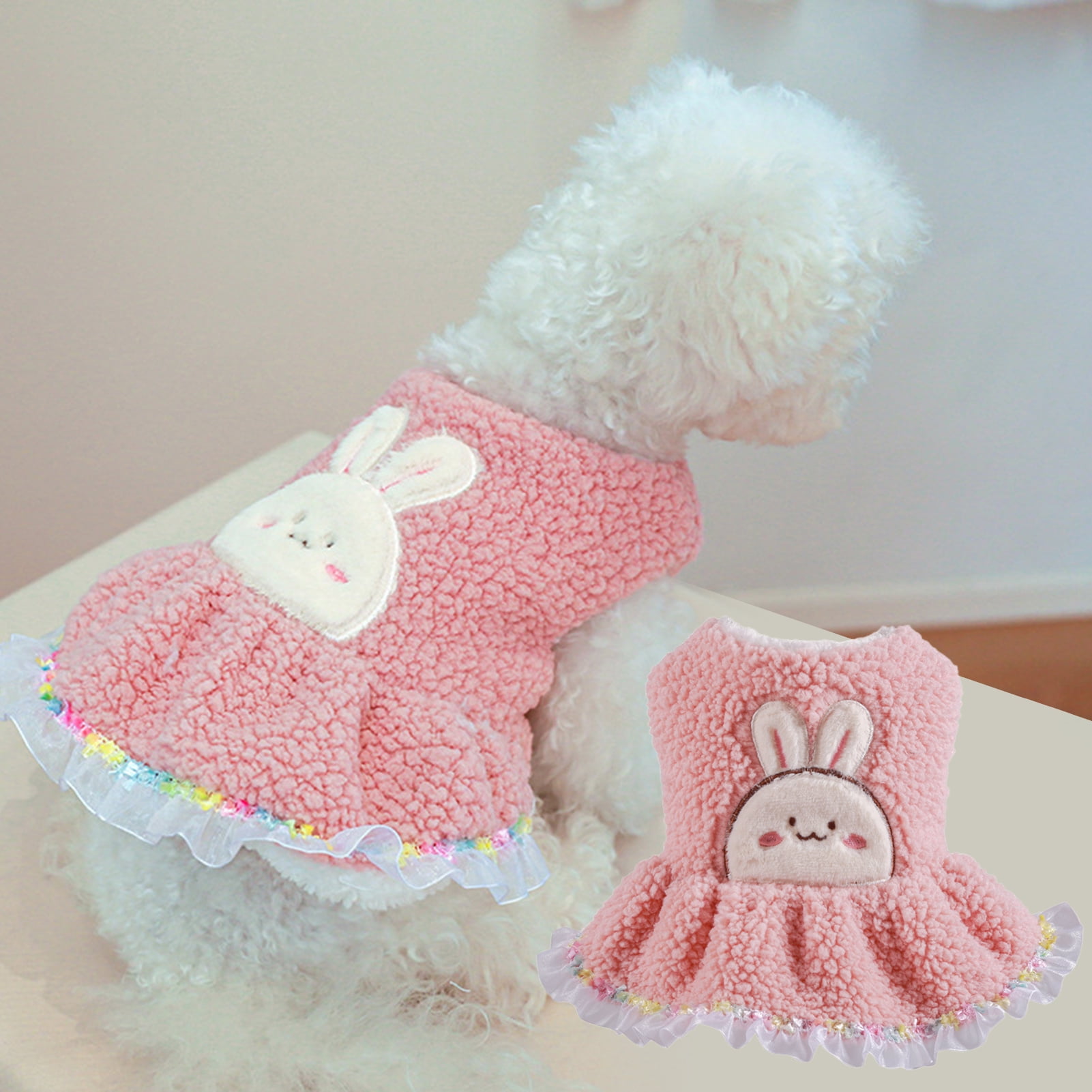 Fluffy Faux Fur Small Dog Dress Thermal Skirt Warm Dog Sherpa Jacket ...