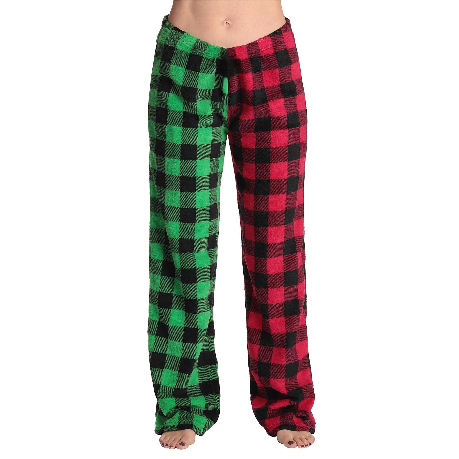 Fluffy Flannel Pajama Pants Women Fuzzy Buffalo Plaid Pj Pants Comfy ...