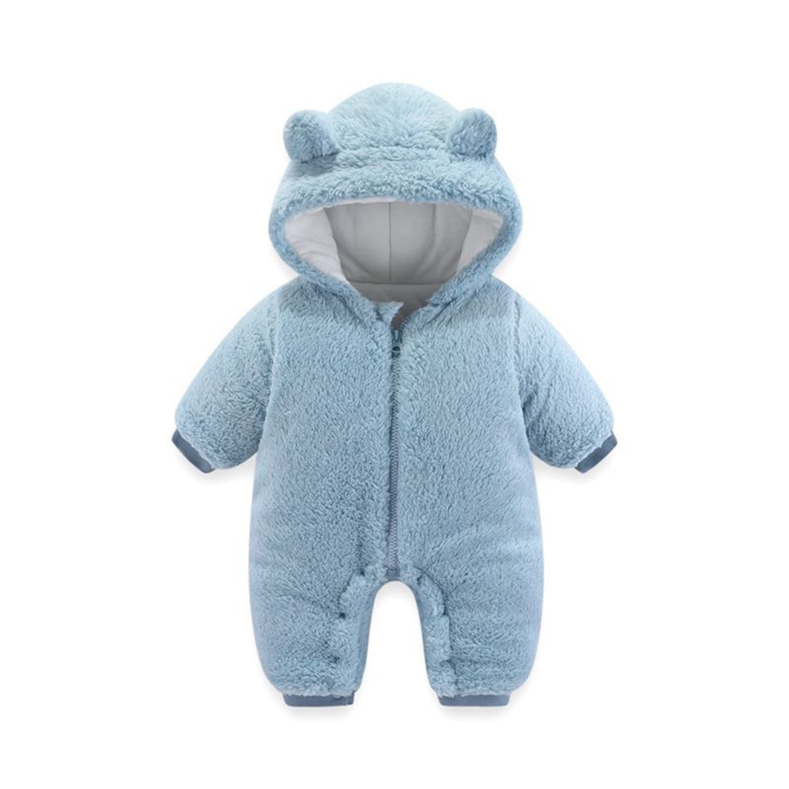 Fluffy Hooded Jumpsuit Long Sleeve Zipper Cartoon Animal Outfit One ...
