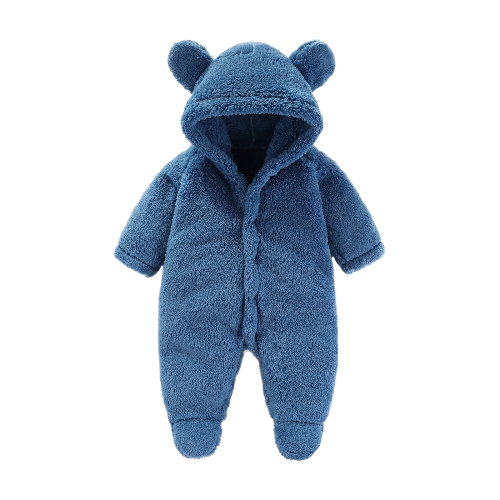 Warm Hooded Jumpsuit Long Sleeve Button Down Animals Romper One-Piece ...