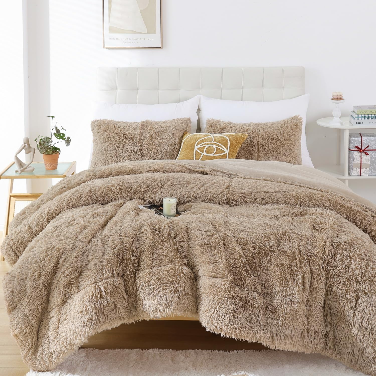 Fluffy Full Size Comforter Set, Faux Fur Comforter Set, Luxury Fuzzy ...