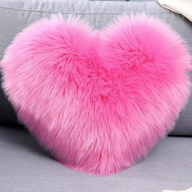 Fluffy Heart Pillow,Heart Shaped Pillows Decorative Cushion,Valentine's ...