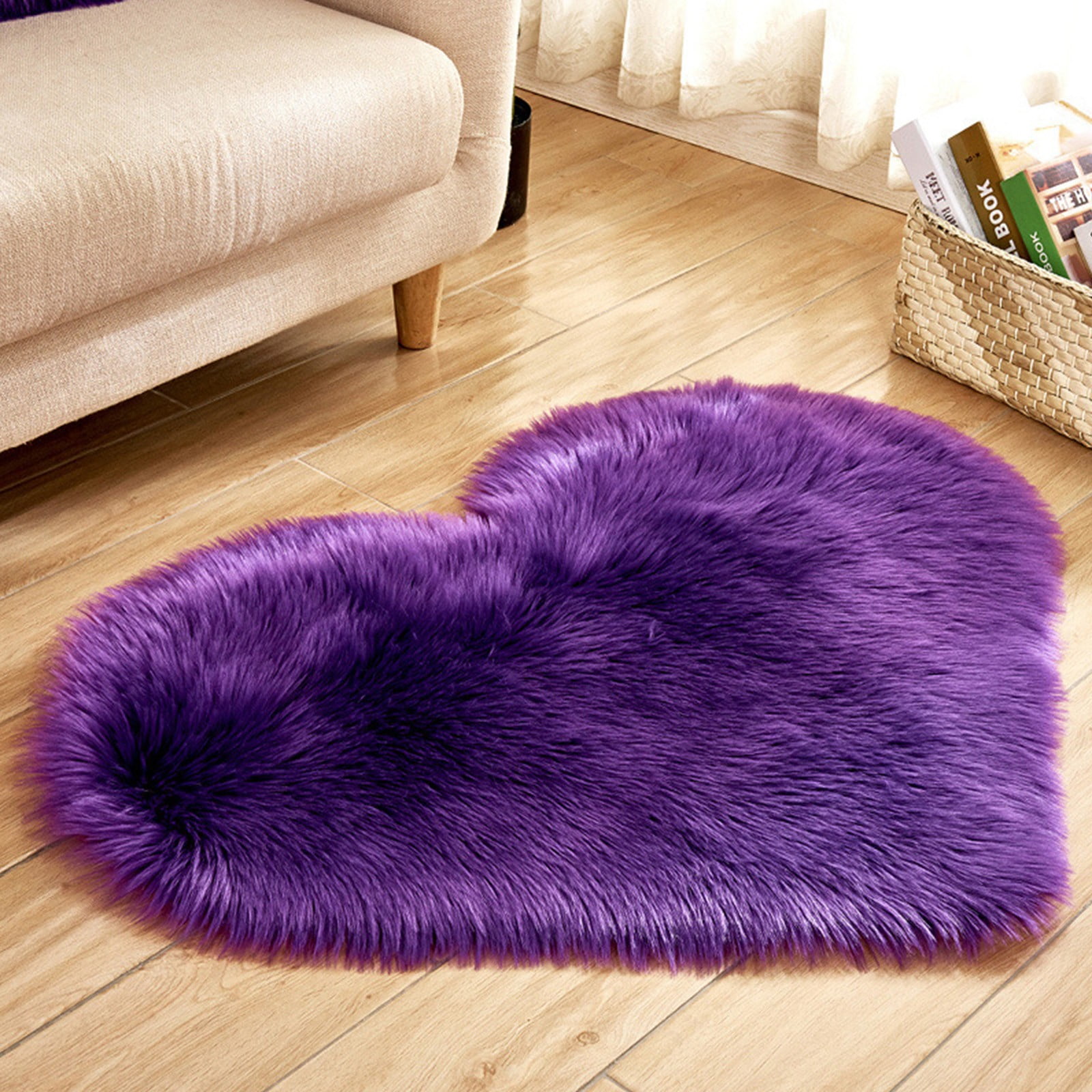 Fluffy Heart Shaped Rug, Aesthetic Faux Sheepskin Rug, Faux Fur Area ...