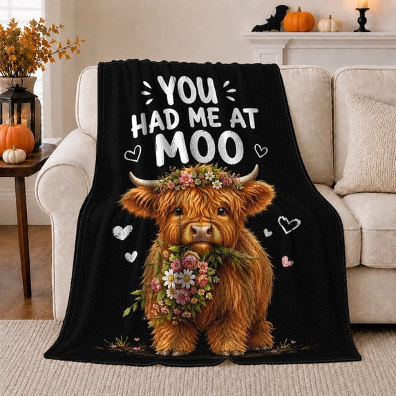 Fluffy Highland Cow Flower Crown Bouquet You Had, Cozy Friendship Quote ...