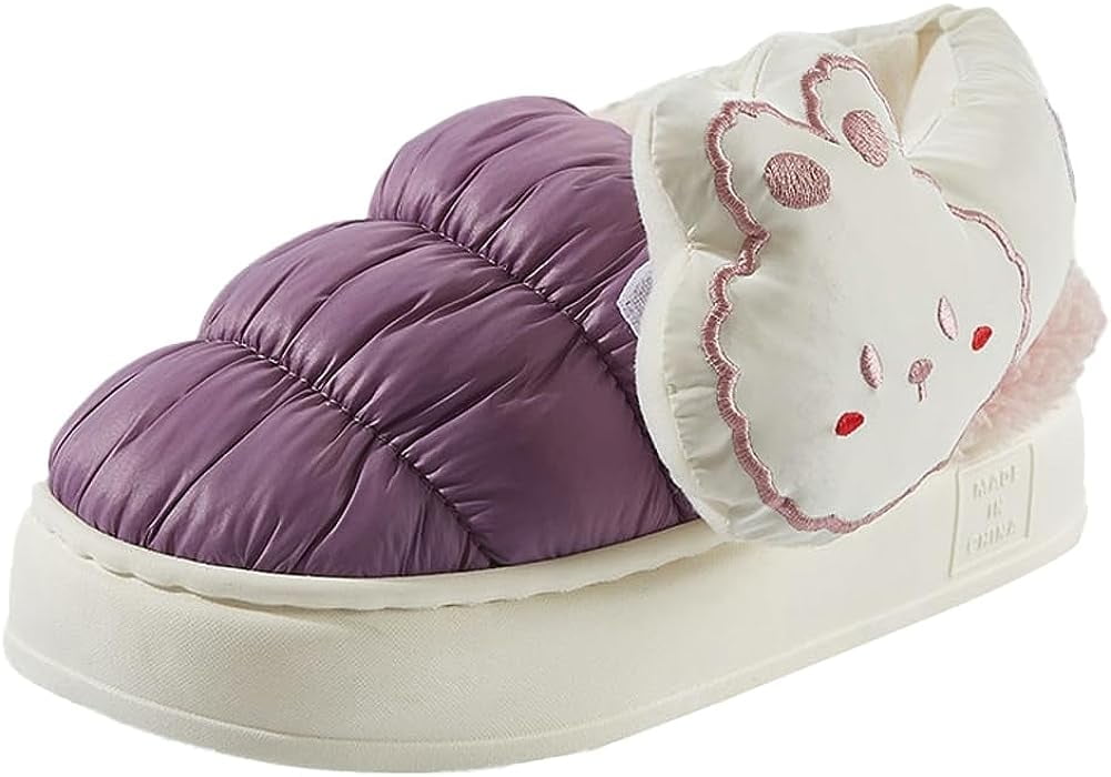 Fluffy House Slippers for Women Men Cute Bunny Cozy Plush Slippers Non ...