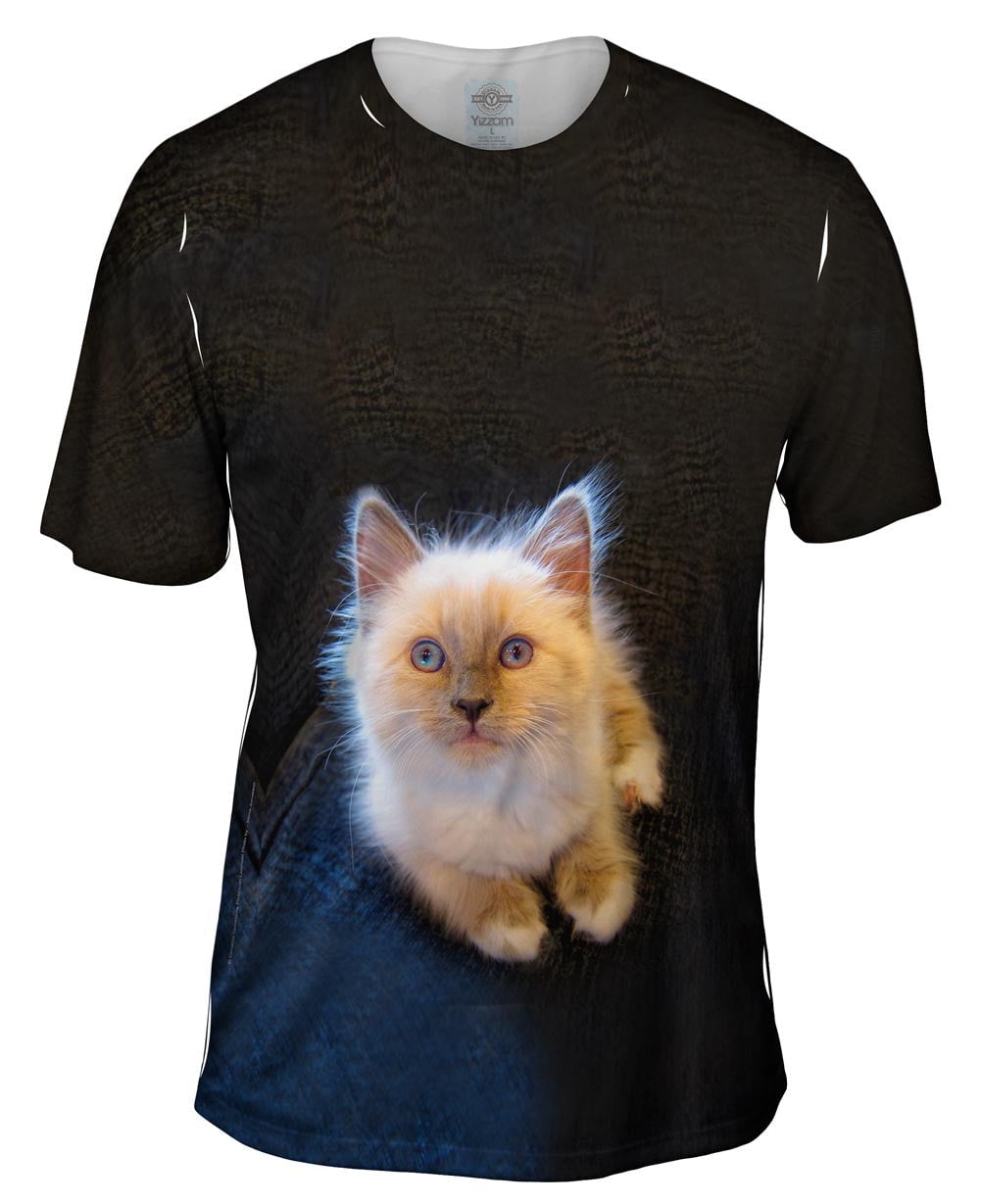 Fluffy Kitty Cat Stare Mens T-Shirt All Over Print - Walmart.com