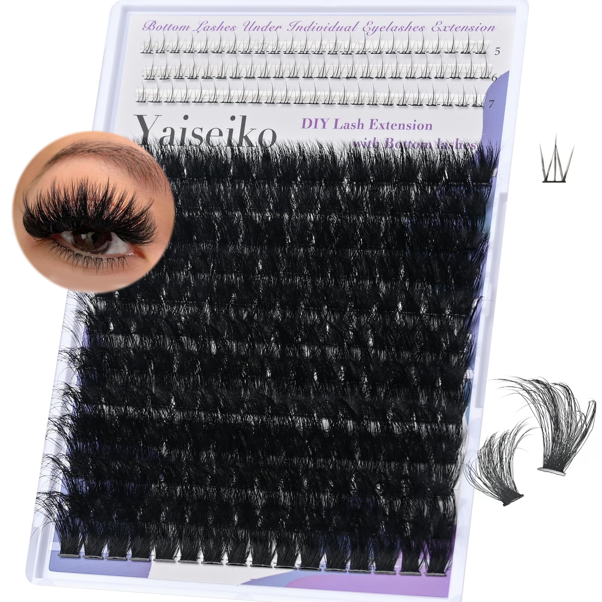 Fluffy Lash Clusters with AIF9 Bottom Lashes Thick 200D Volume ...