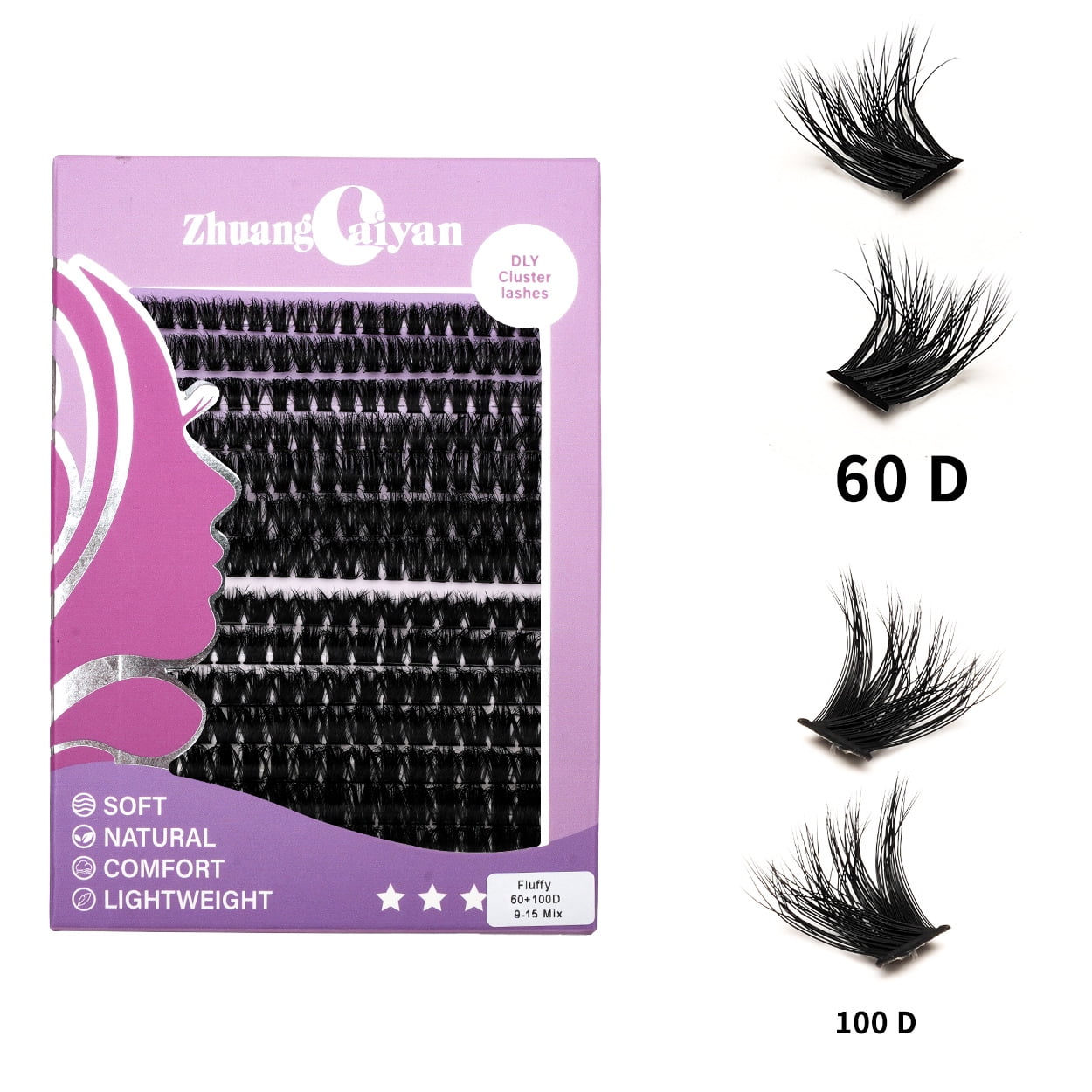Fluffy Lash Clusters Kit 30D 40D 60D 80D 100D Eyelash Clusters Kit Cat Eye Lash Clusters Bond ...