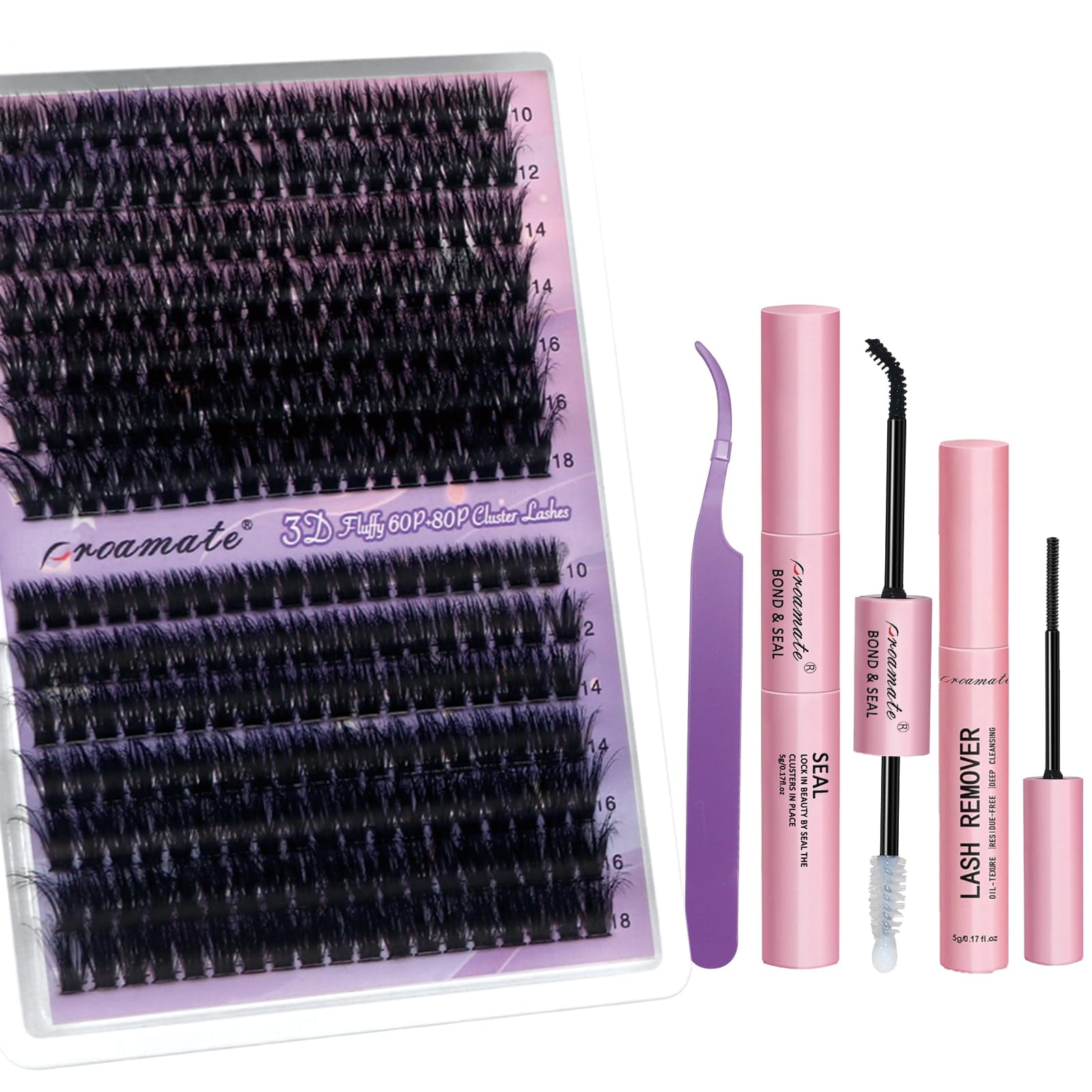 Fluffy Lash Clusters Kit IFF17 60D+80D DIY Lash Kit With 10-18MM Thick ...