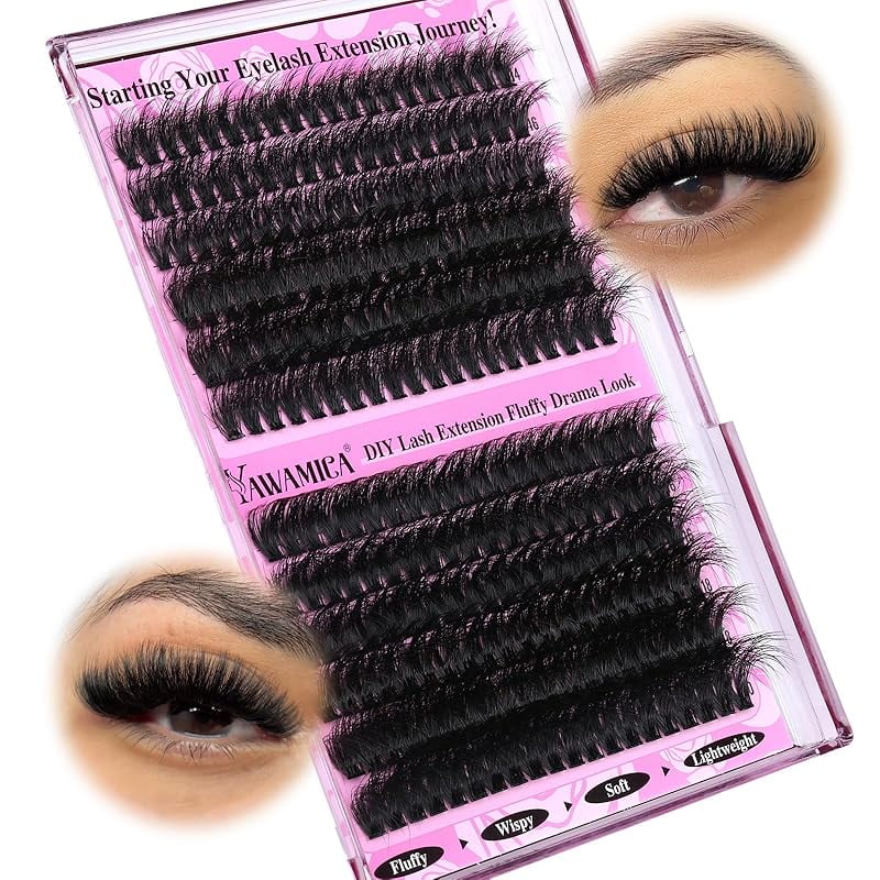 Fluffy Lash Clusters Thick 200D Volume Eyelash Clusters 14-20mm Wispy ...