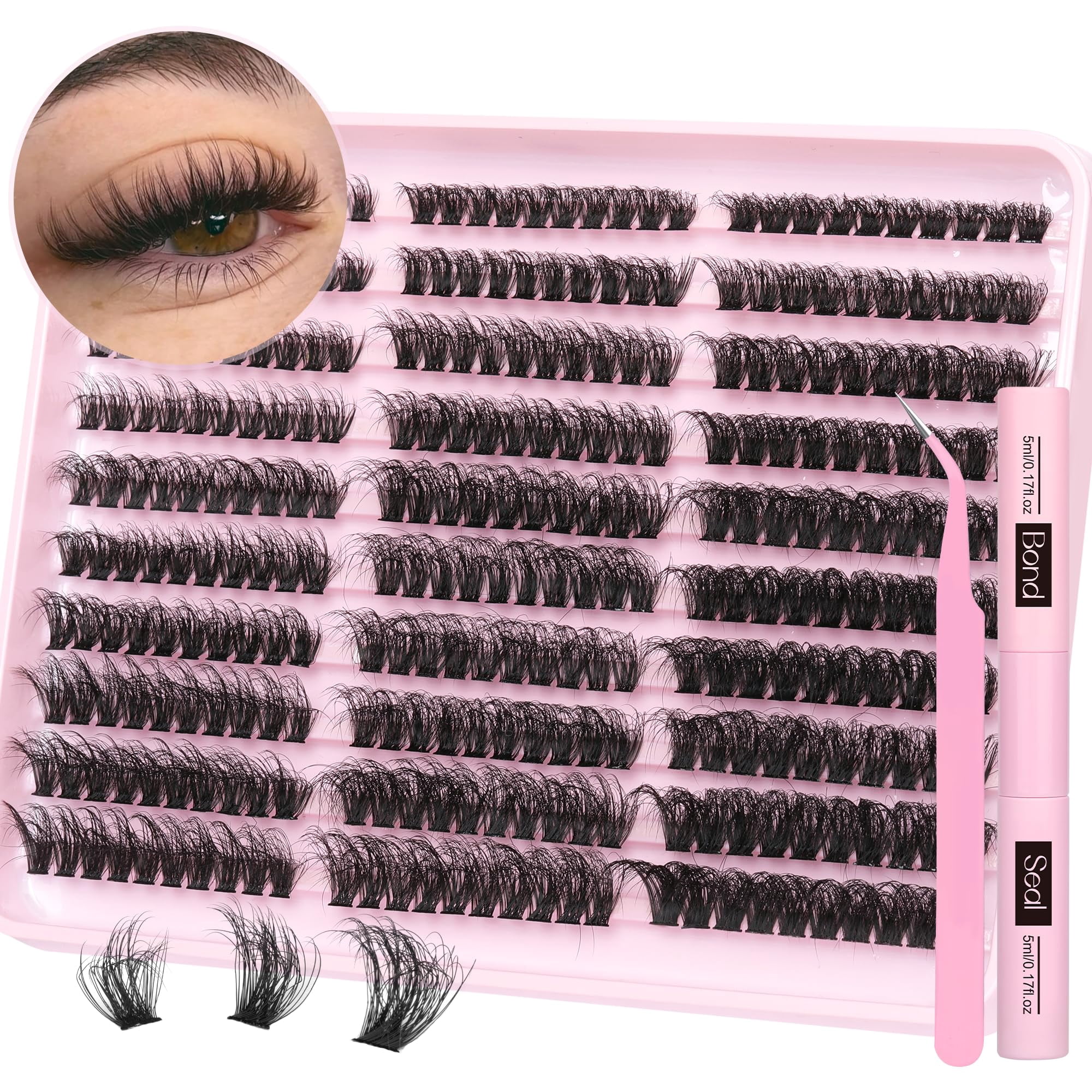 Fluffy Lash Extension Kit IFF17 60D+80D+100D Lash Clusters Extension ...