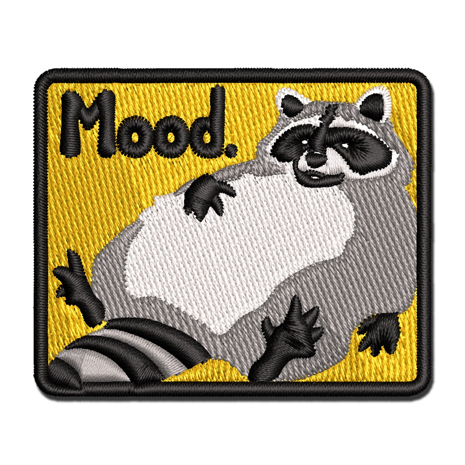 Fluffy Lazy Raccoon Mood Applique Multi-Color Embroidered Hook & Loop ...