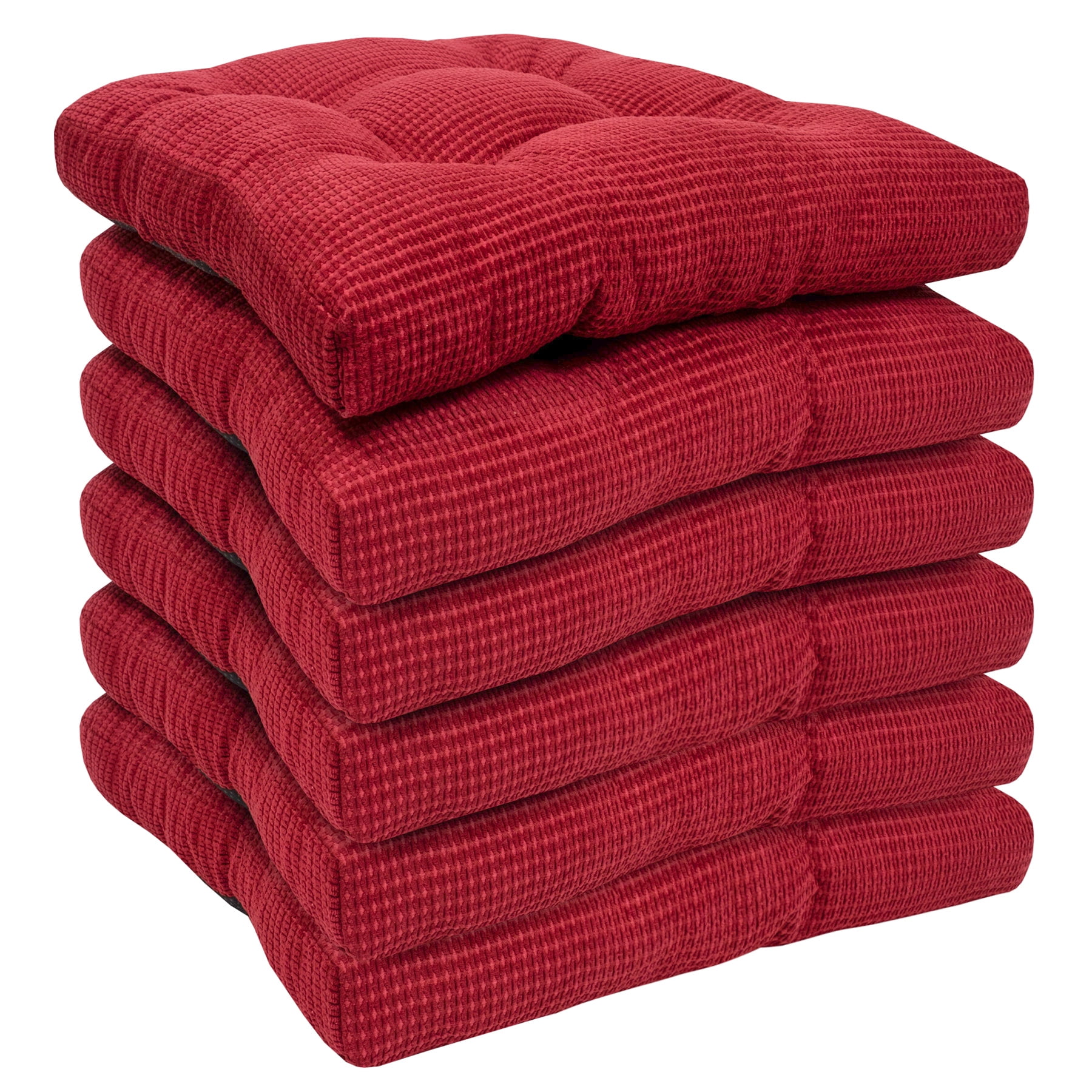 Fluffy Memory Foam 16" x 16" Non Slip Chair Cushion Pad 6 Pack - Red ...