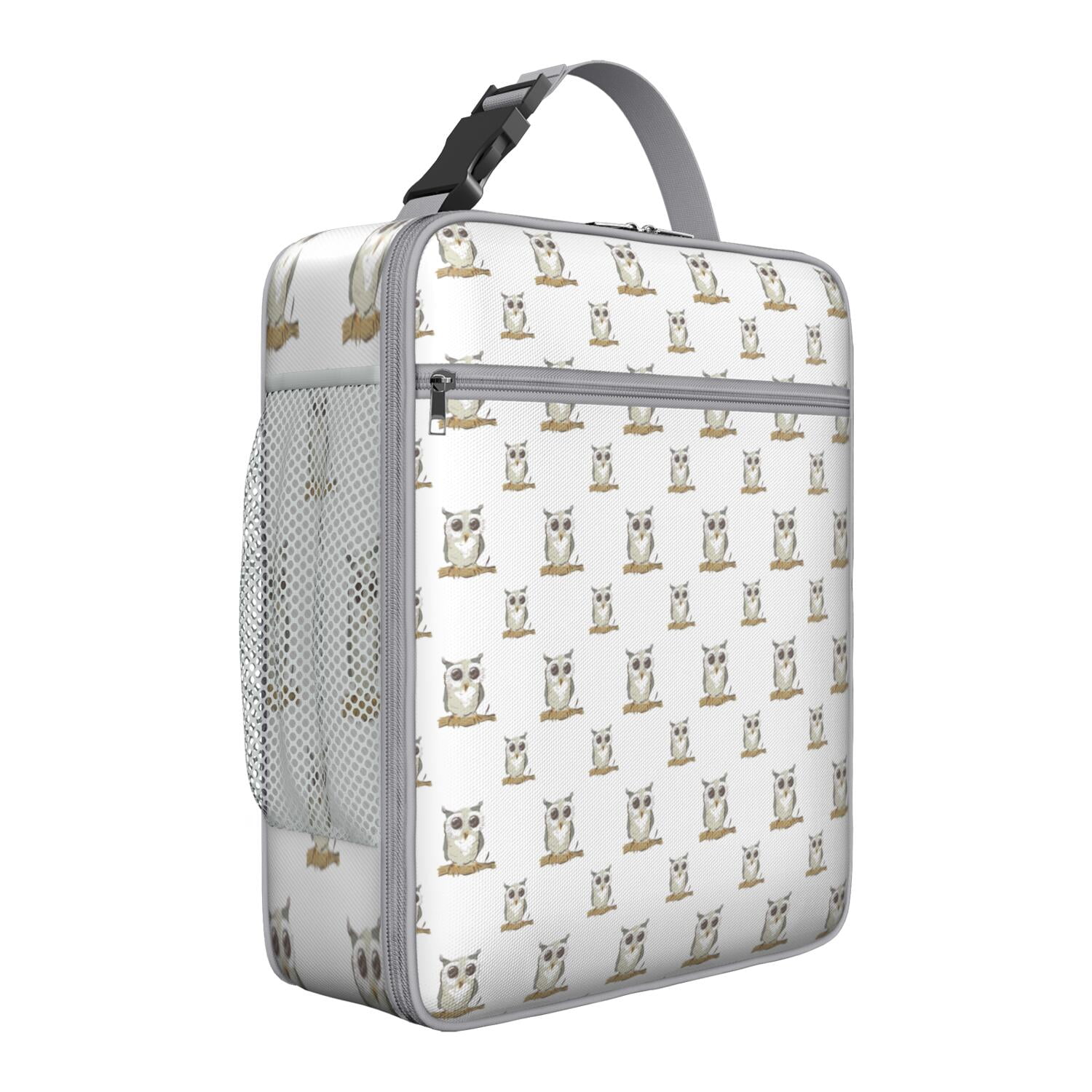 Fluffy Owl Lunch Box, Cartoon Owl with Big Eyes and Snowy Night Design ...