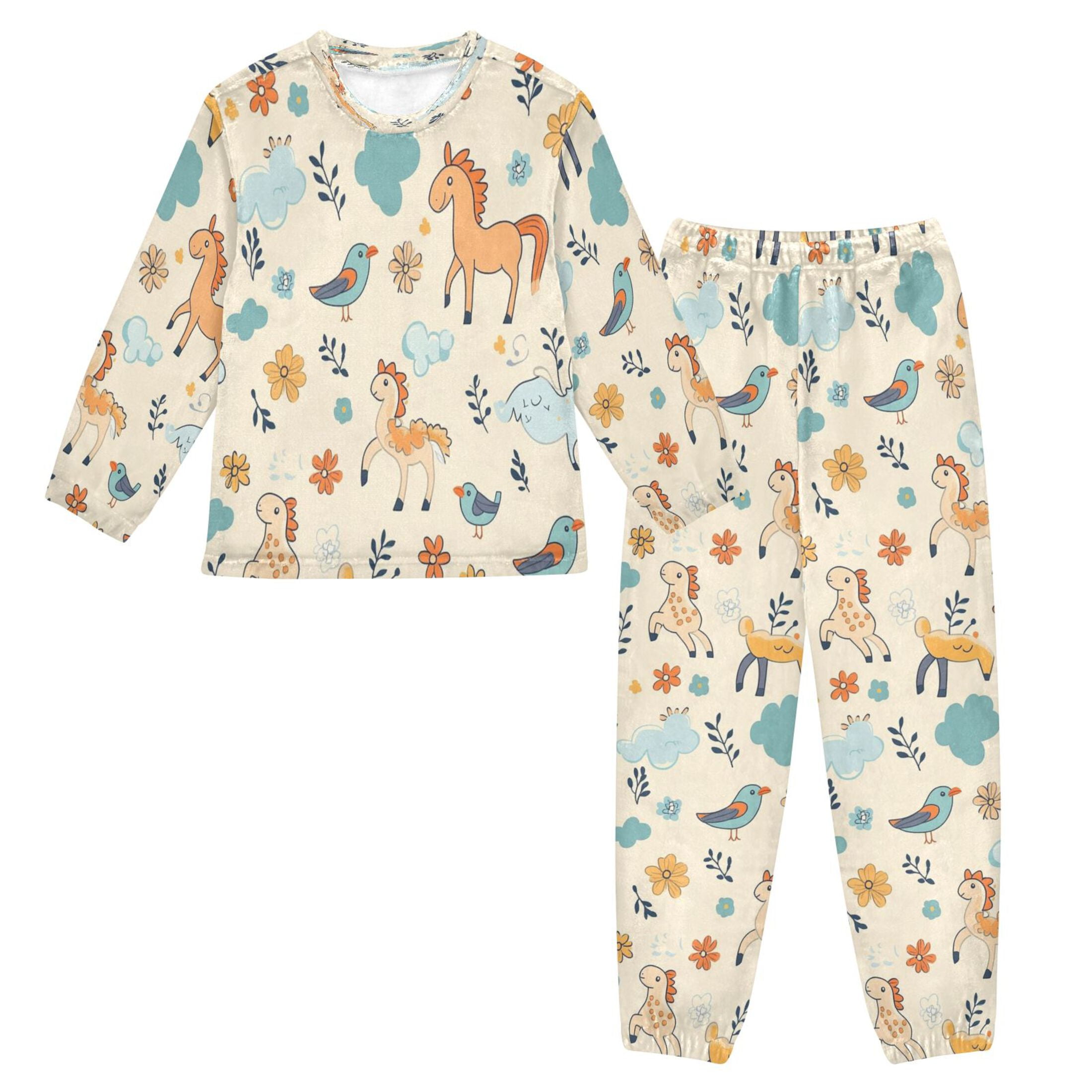 Fluffy Pajamas Set Fuzzy Winter Warm Pj Sets Pullover Tops and Long ...