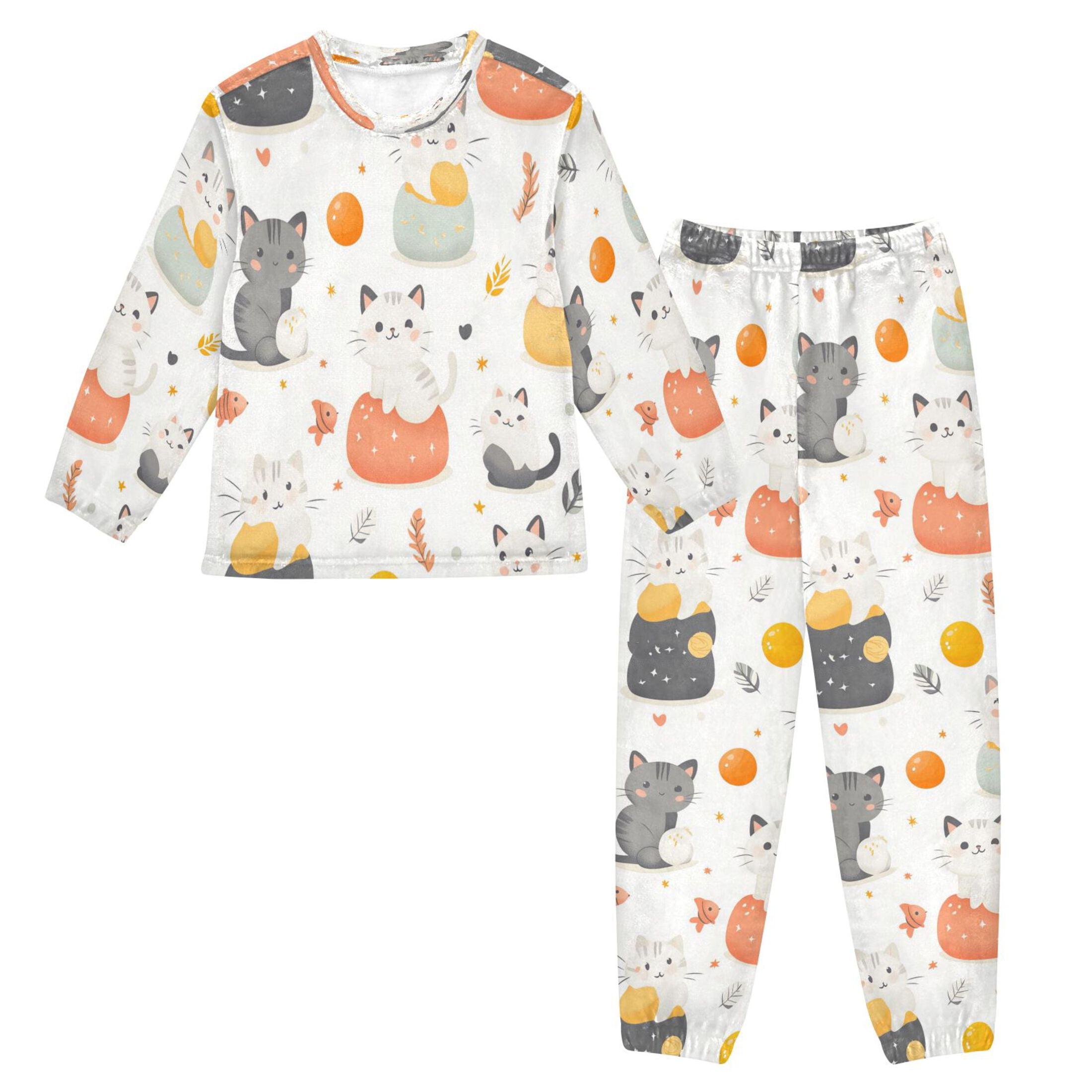 Fluffy Pajamas Set Fuzzy Winter Warm Pj Sets Pullover Tops and Long ...