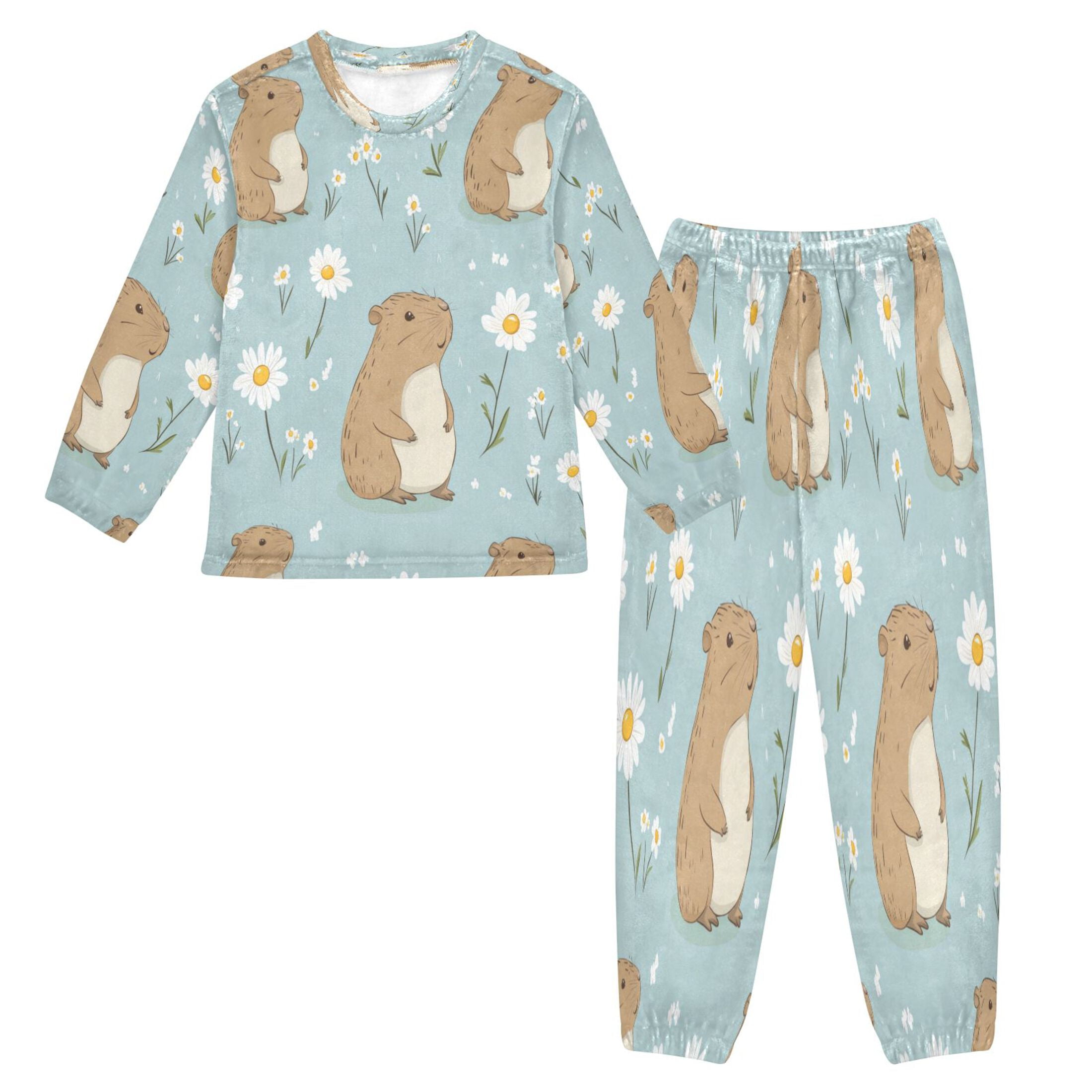 Fluffy Pajamas Set Fuzzy Winter Warm Pj Sets Pullover Tops and Long ...