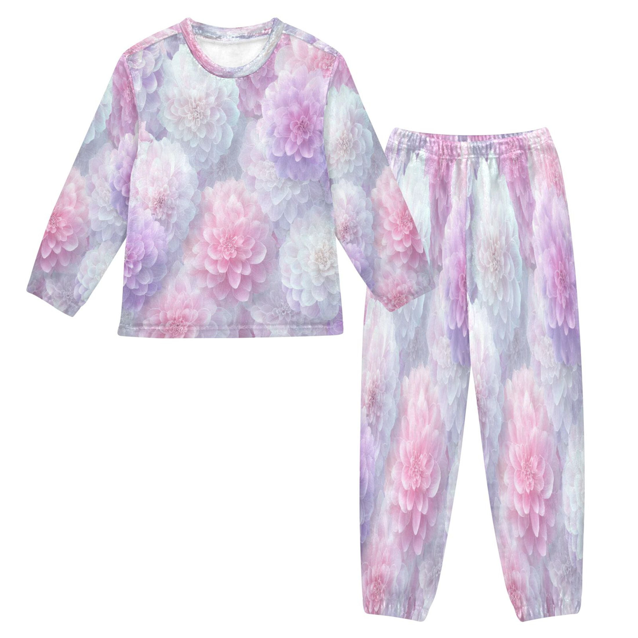 Fluffy Pajamas Set Fuzzy Winter Warm Pj Sets Pullover Tops and Long ...