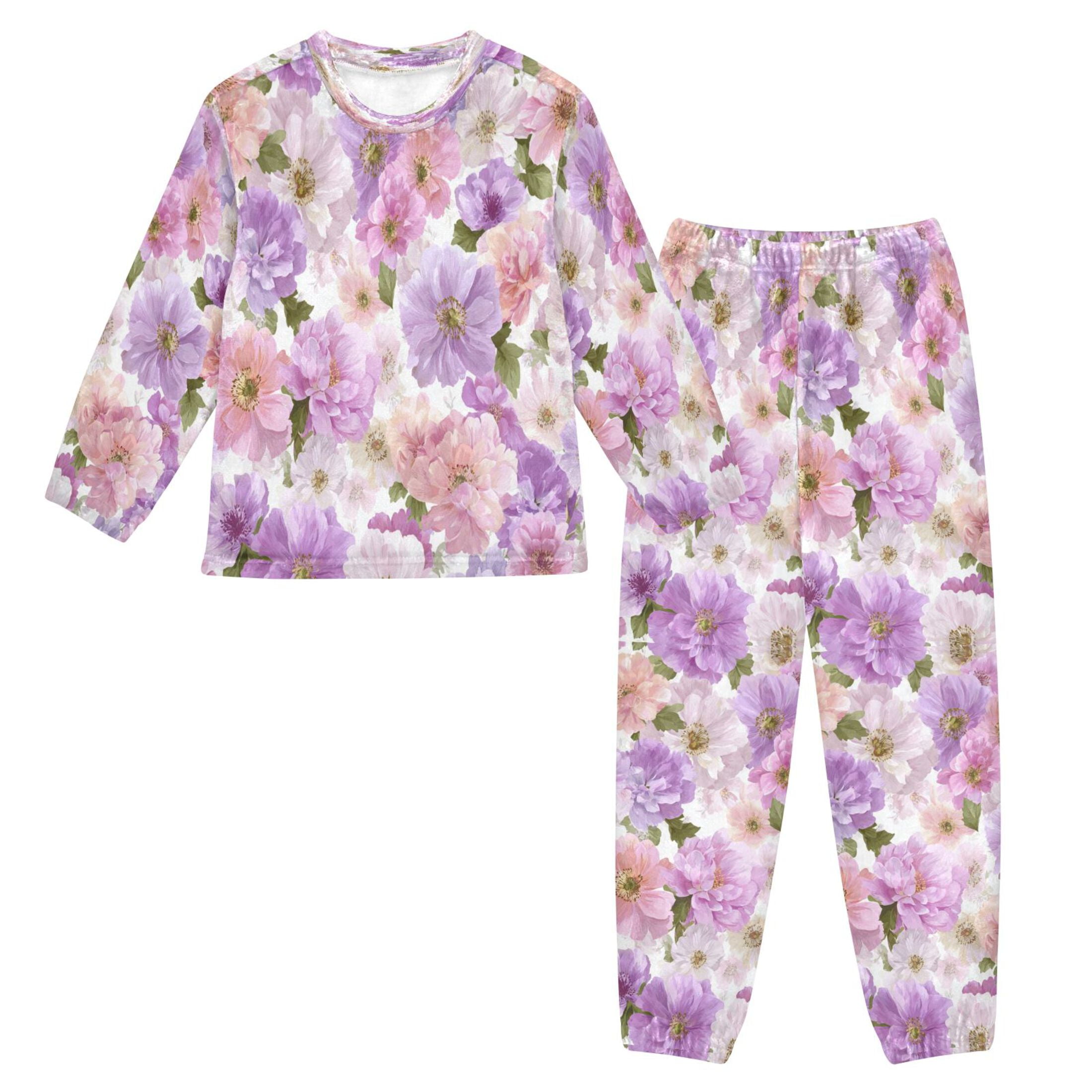 Fluffy Pajamas Set Fuzzy Winter Warm Pj Sets Pullover Tops and Long ...