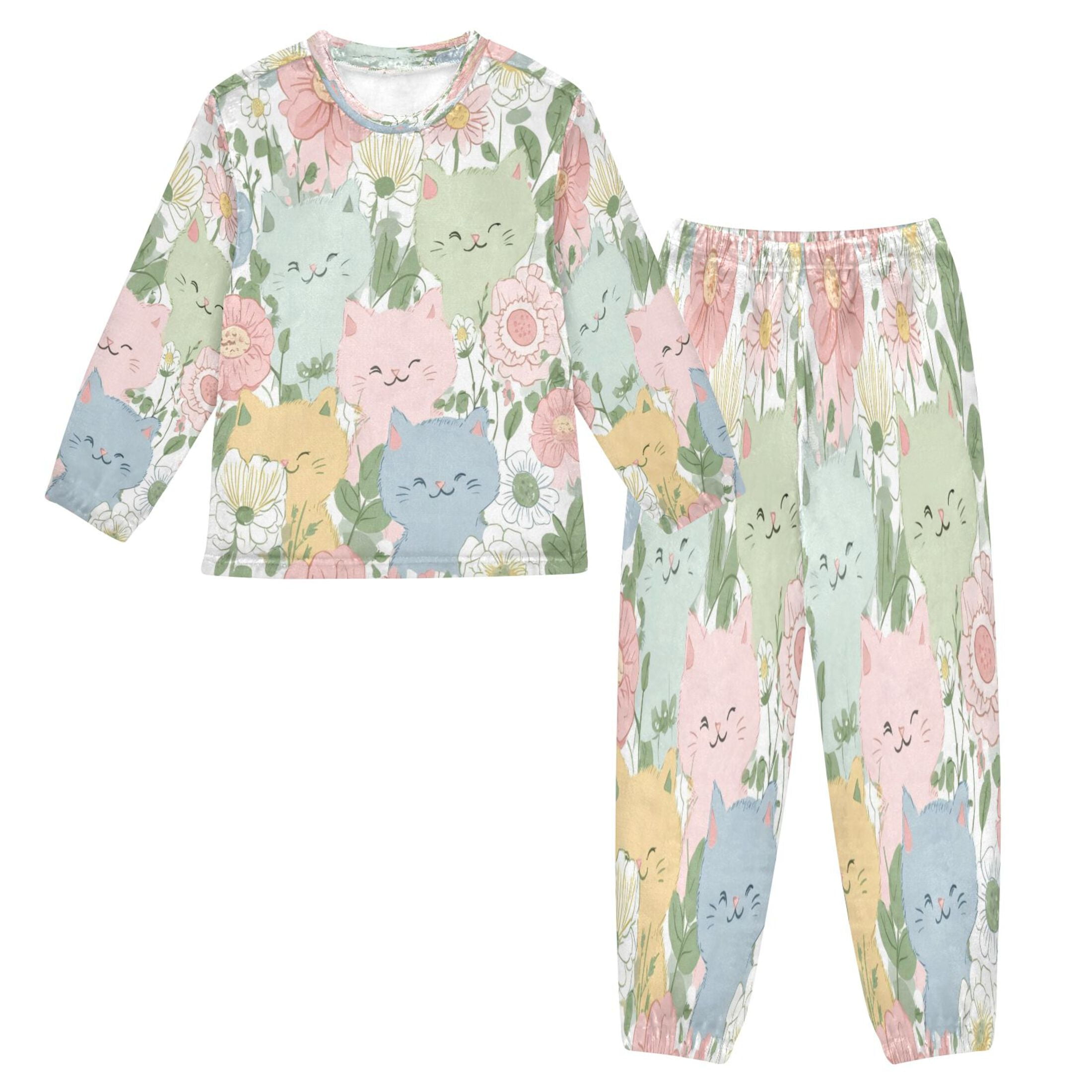 Fluffy Pajamas Set Fuzzy Winter Warm Pj Sets Pullover Tops and Long ...
