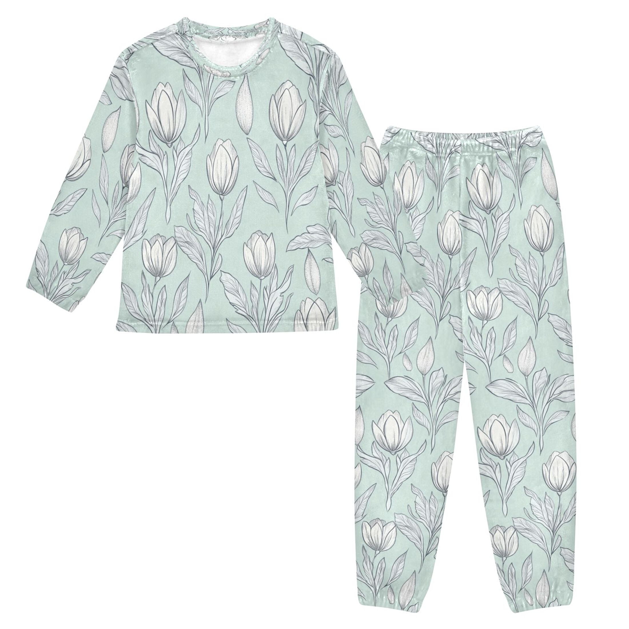 Fluffy Pajamas Set Fuzzy Winter Warm Pj Sets Pullover Tops and Long ...