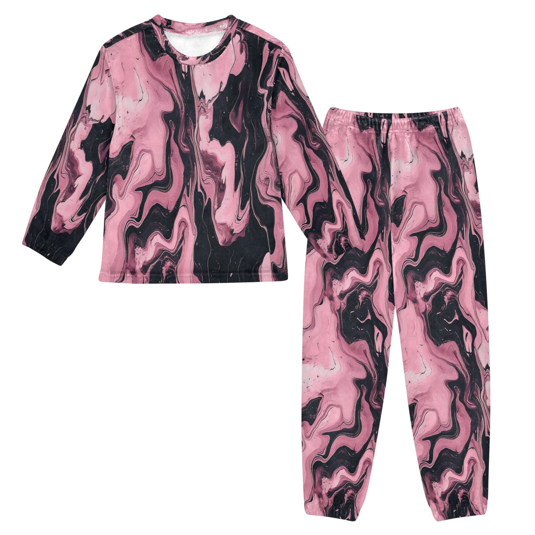 Fluffy Pajamas Set Fuzzy Winter Warm Pj Sets Pullover Tops and Long ...