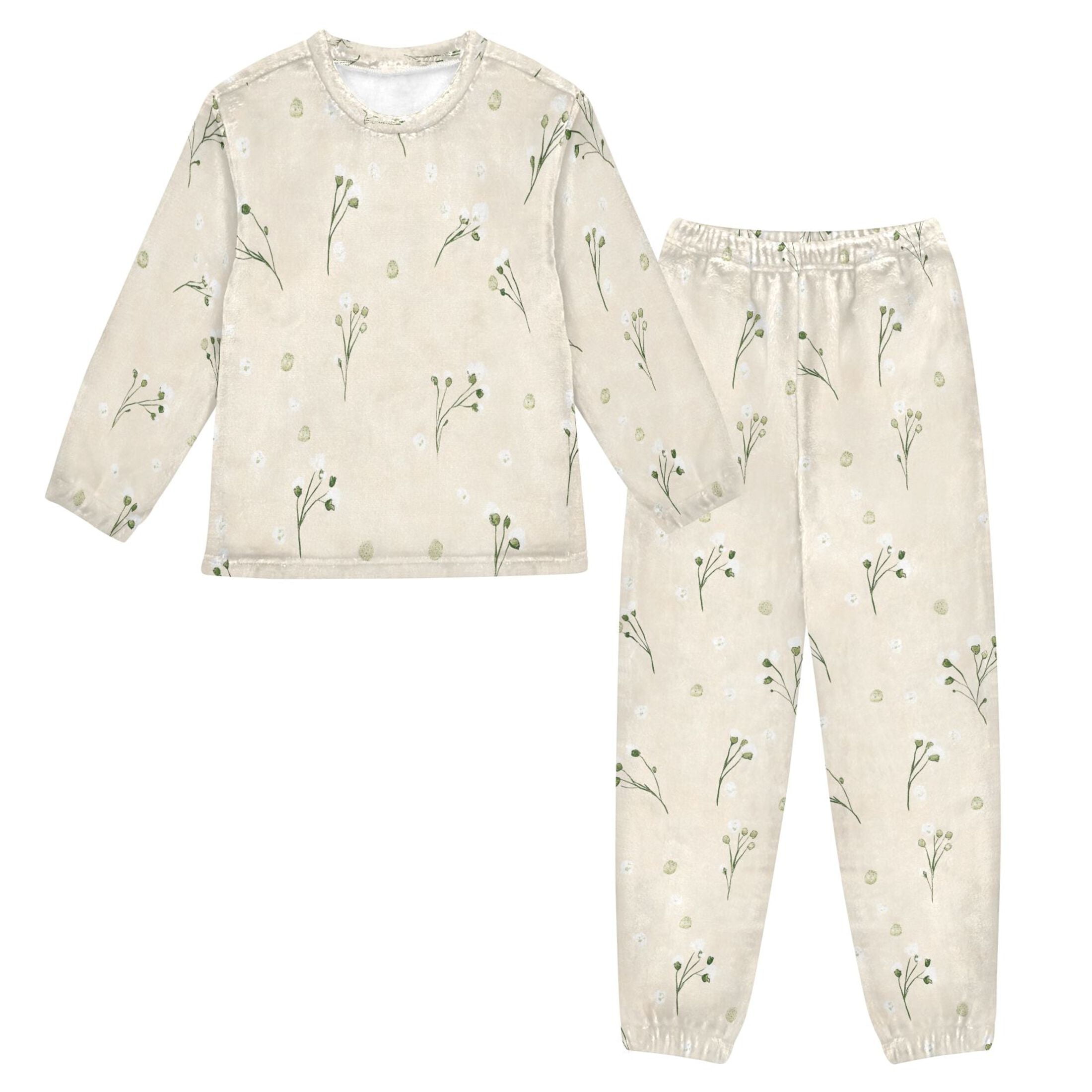 Fluffy Pajamas Set Fuzzy Winter Warm Pj Sets Pullover Tops and Long ...