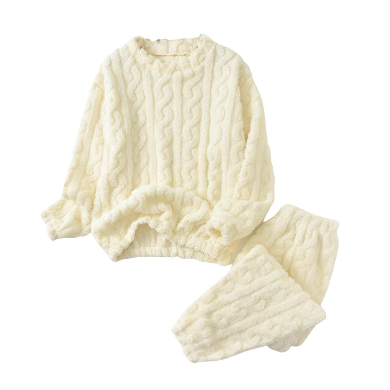 Fluffy Pajamas Set for Women 2 Piece Soft Comfy Warm Pjs Sets Pullover ...