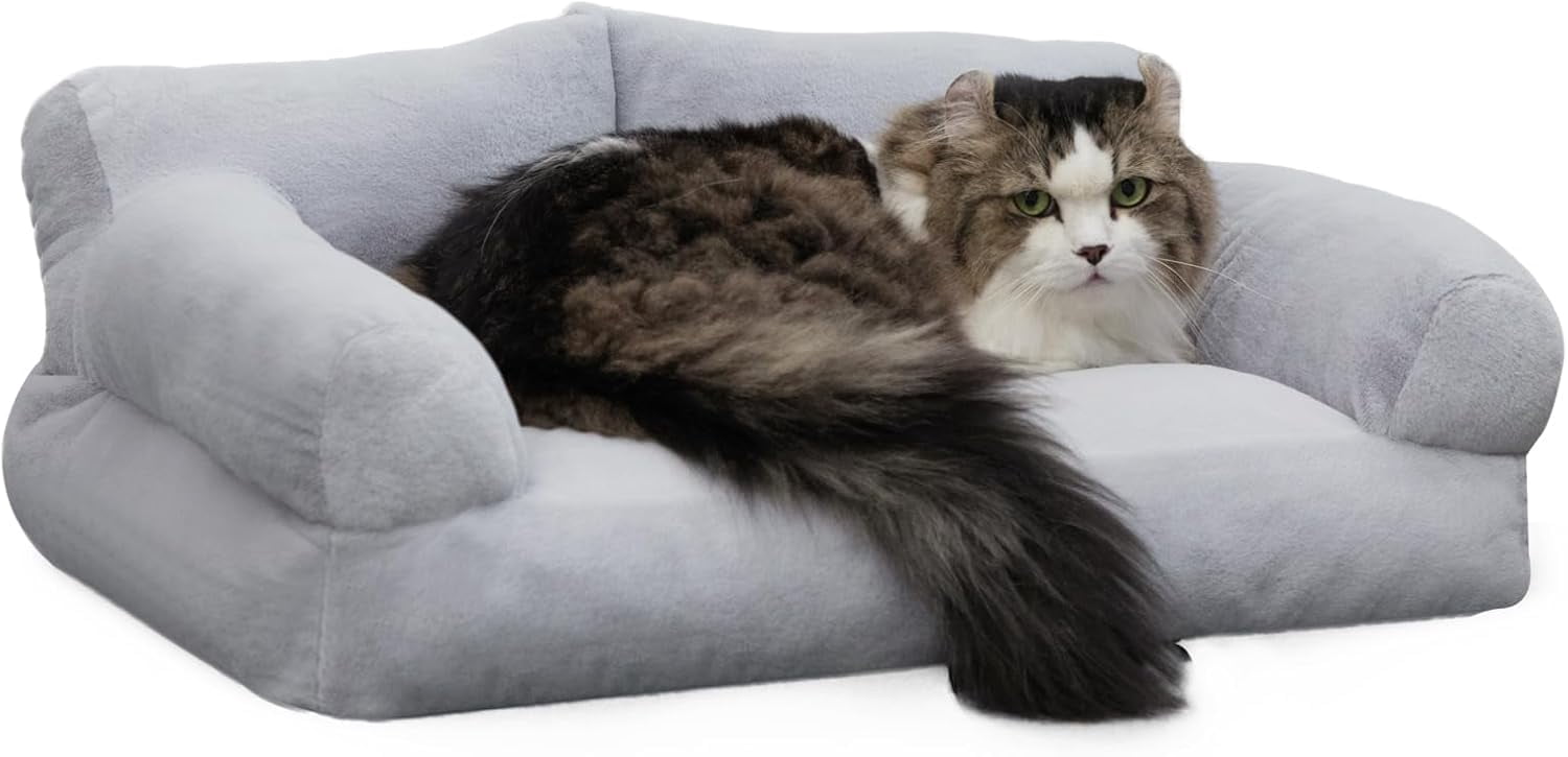 Fluffy Plush Dog Cat Pet Couch Soft Calming Sofa Bed for Medium Small ...