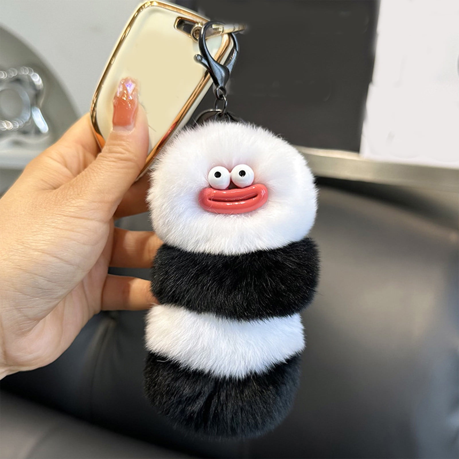 Fluffy Plush Keychain Cute Car Accessories Soft Furry Ball Pendant Gift ...
