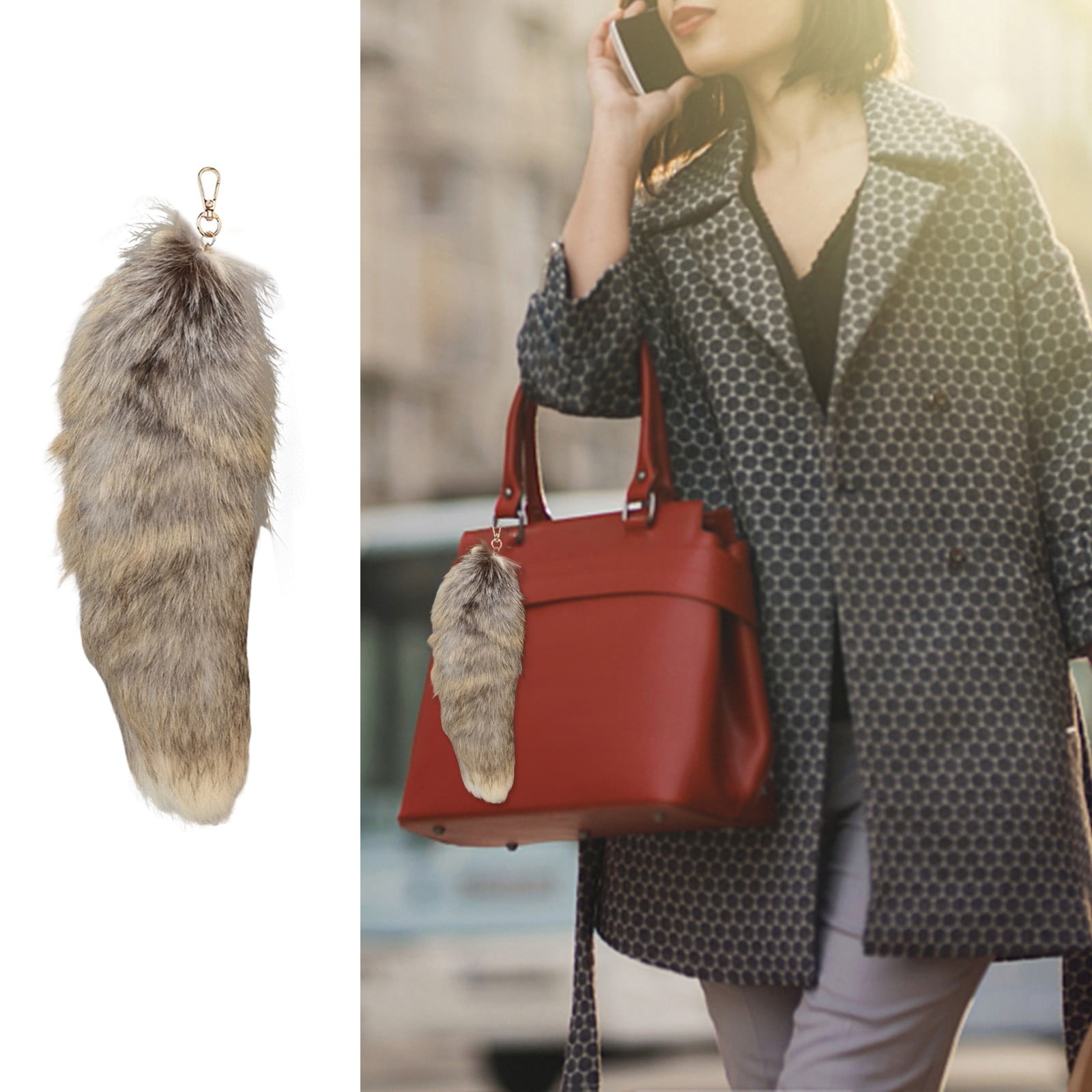 Fluffy Plush Tail Keychain 40cm Animal Tail Keyring Accessory - Walmart.com