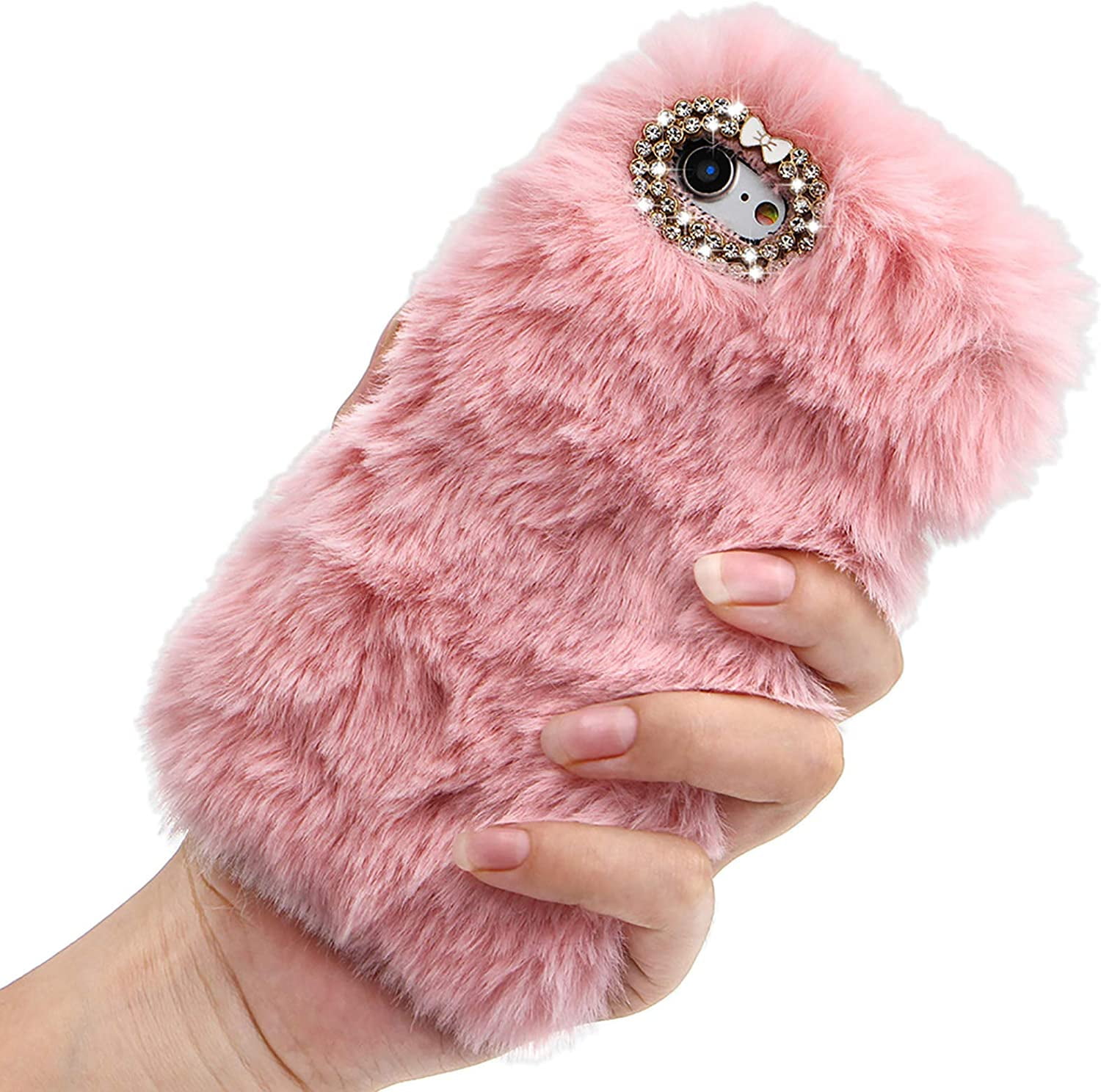 Fluffy Rabbit Fur Case for iPod Touch 7 / 6 / 5, Cute Bling Diamond ...