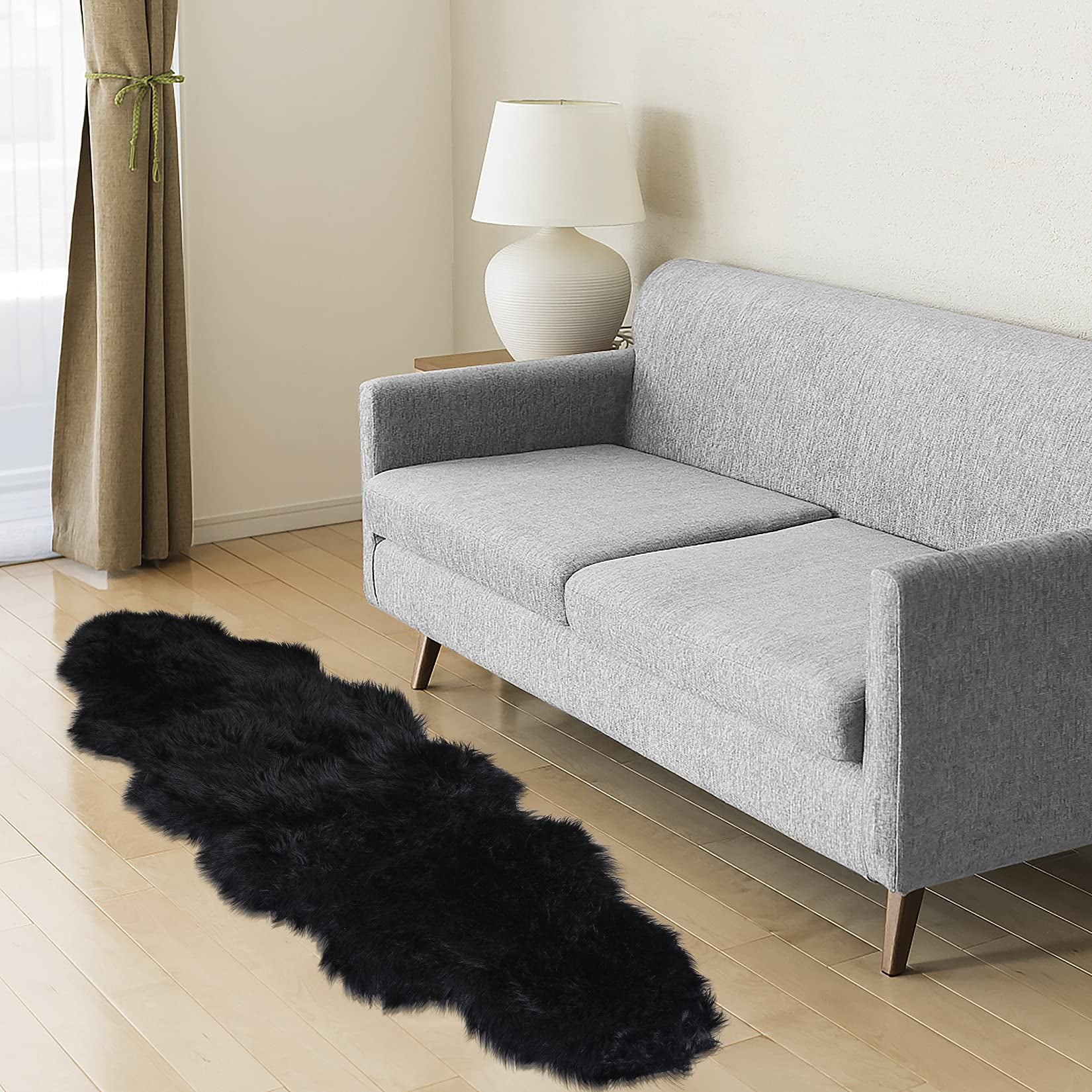 Tzou Fluffy Area Rug, Thick Faux Fur Chair Couch Cover Small Shaggy Rug ...