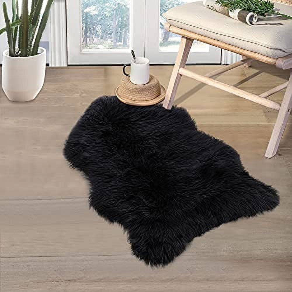 Tzou Fluffy Area Rug, Thick Faux Fur Chair Couch Cover Small Shaggy Rug ...
