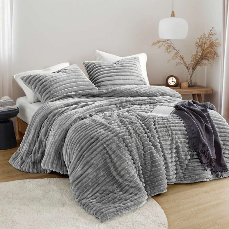 Fluffy Ribbed 2/3 Pieces Cord-Textured Bedding Comforter Set,Plush 300 ...