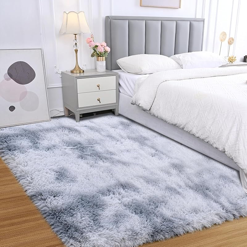 Fluffy Rug 5x7 Bedroom Rugs: Shag Rug for Bedroom - Area Rug 5x7 Grey ...
