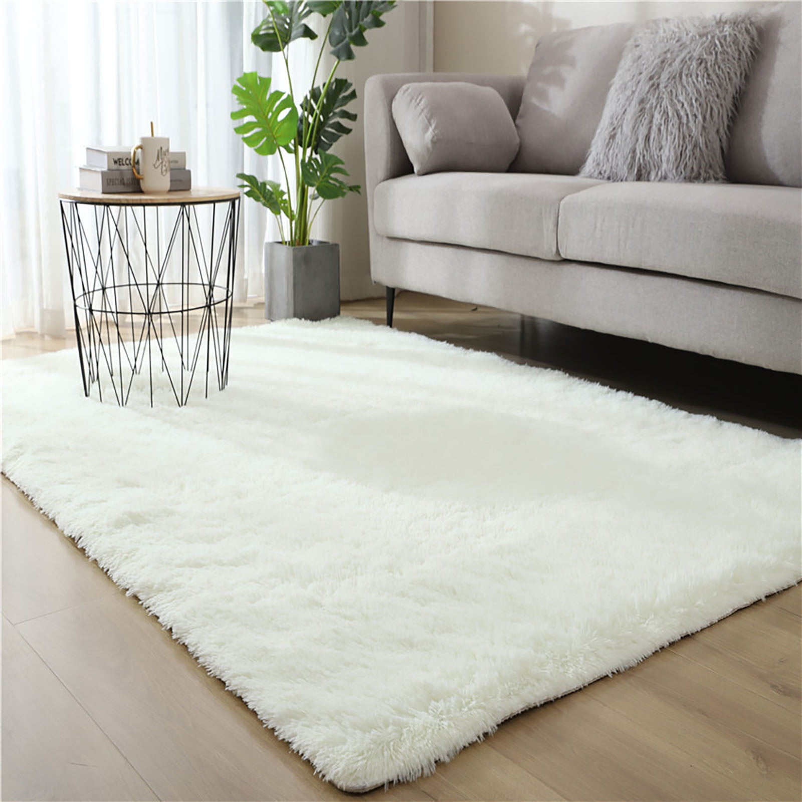 Fluffy Rug, Super Soft Fuzzy Black Area Rugs for Bedroom Living Room ...