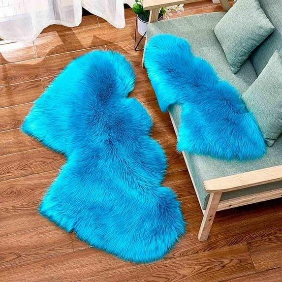 Fluffy Rugs Heart Rug Decor,Double Heart Faux Sheepskin Rug Soft Long ...
