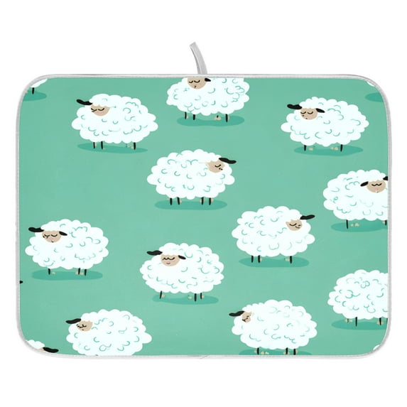 Fluffy Sheep Design Drying Dish Mat Quick Drying Absorbent Soft Durable ...