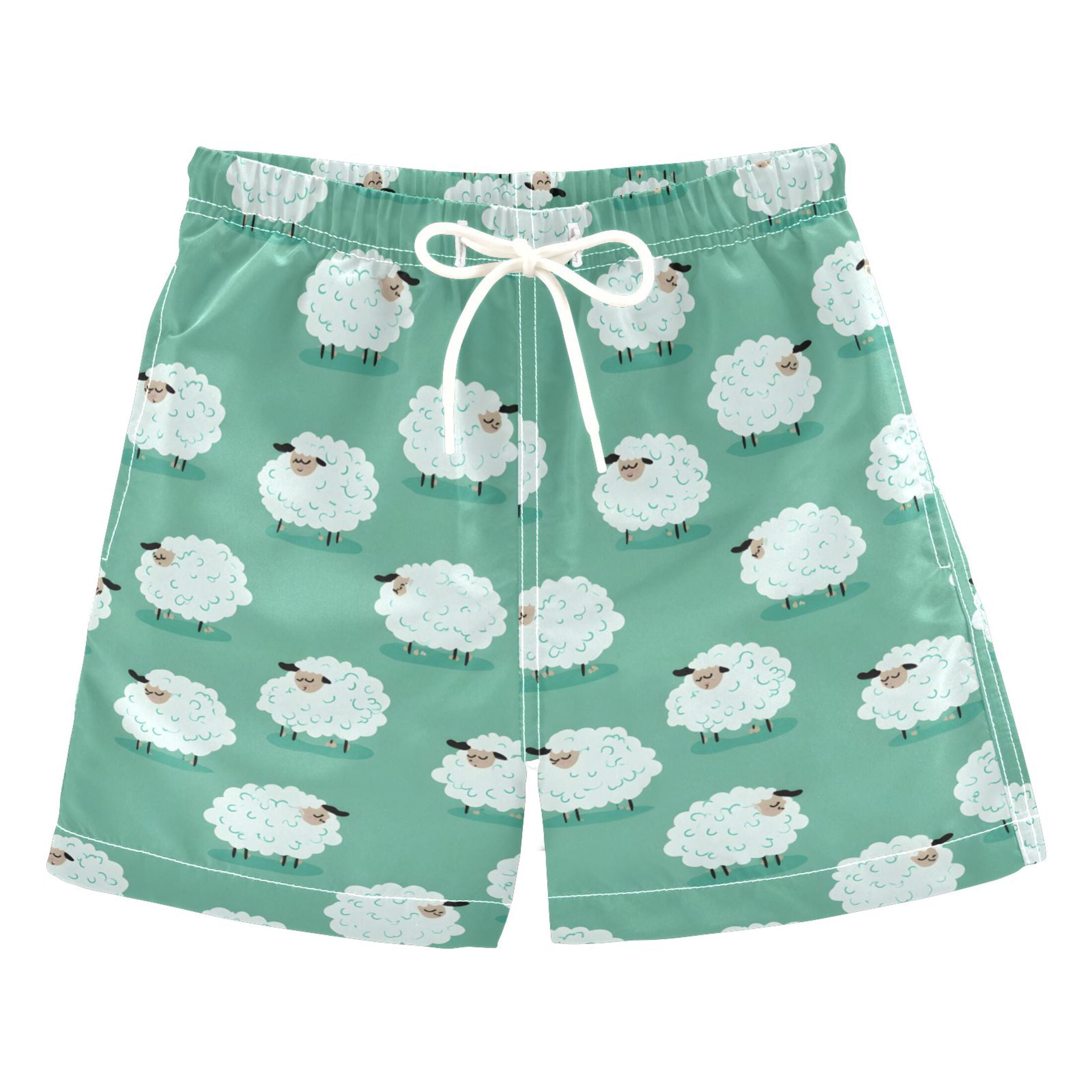 Fluffy Sheep Design Swim Trunks Quick Dry Beach Pool Board Shorts ...
