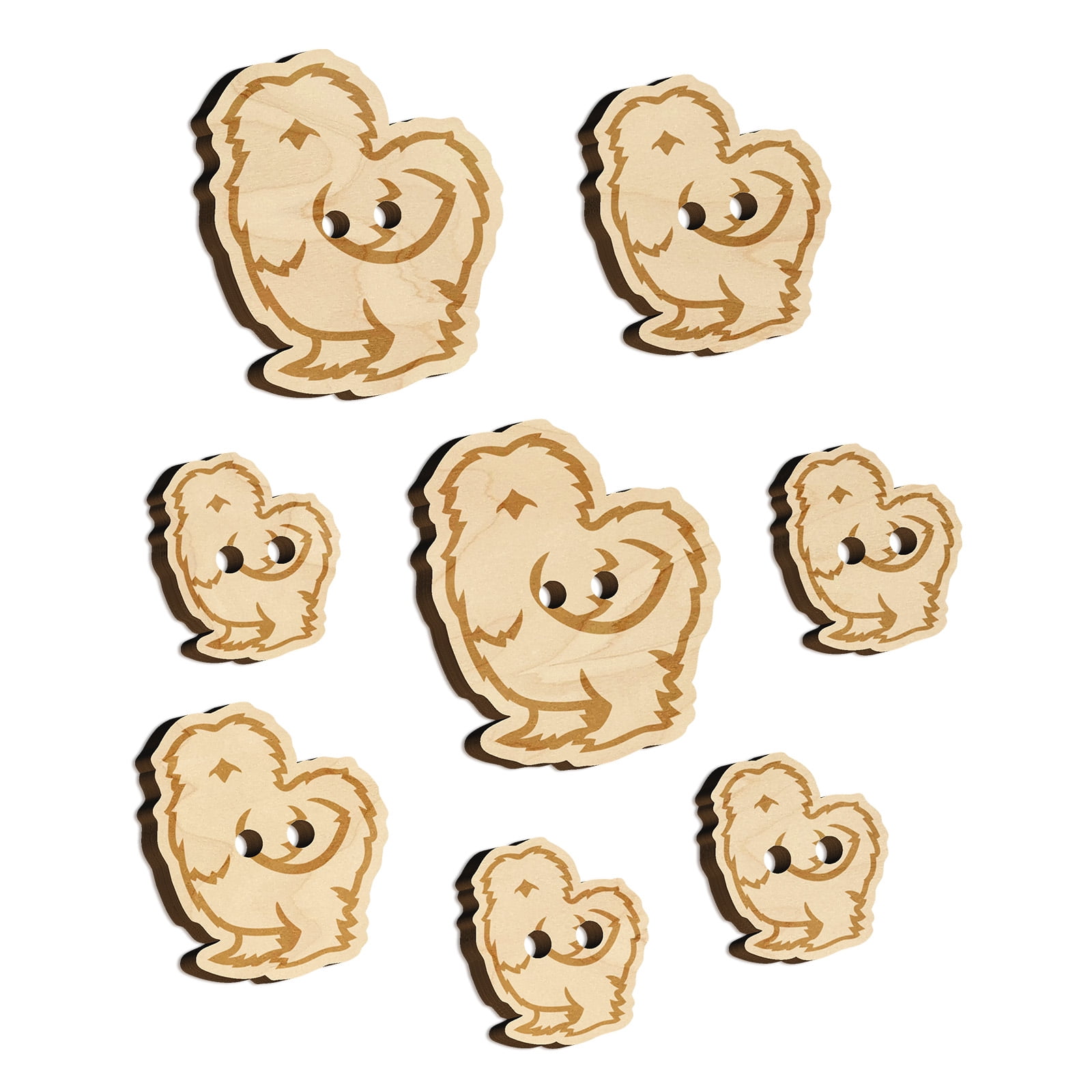Fluffy Silkie Chicken Wood Buttons for Crochet Knitting Sewing DIY ...