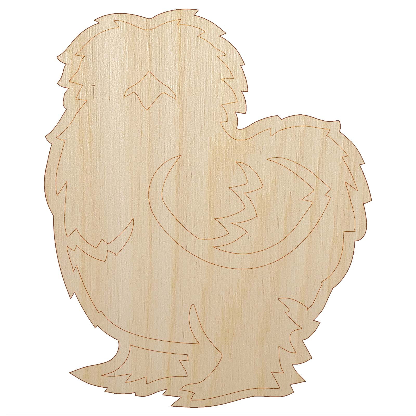 Fluffy Silkie Chicken Wood Shape Unfinished Piece Cutout Craft DIY ...
