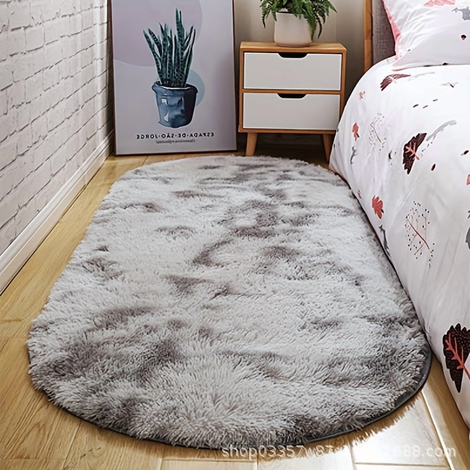 [Fluffy Soft Mat] Soft Plush Oval Mat, Fluffy Mat | Suitable for Living ...